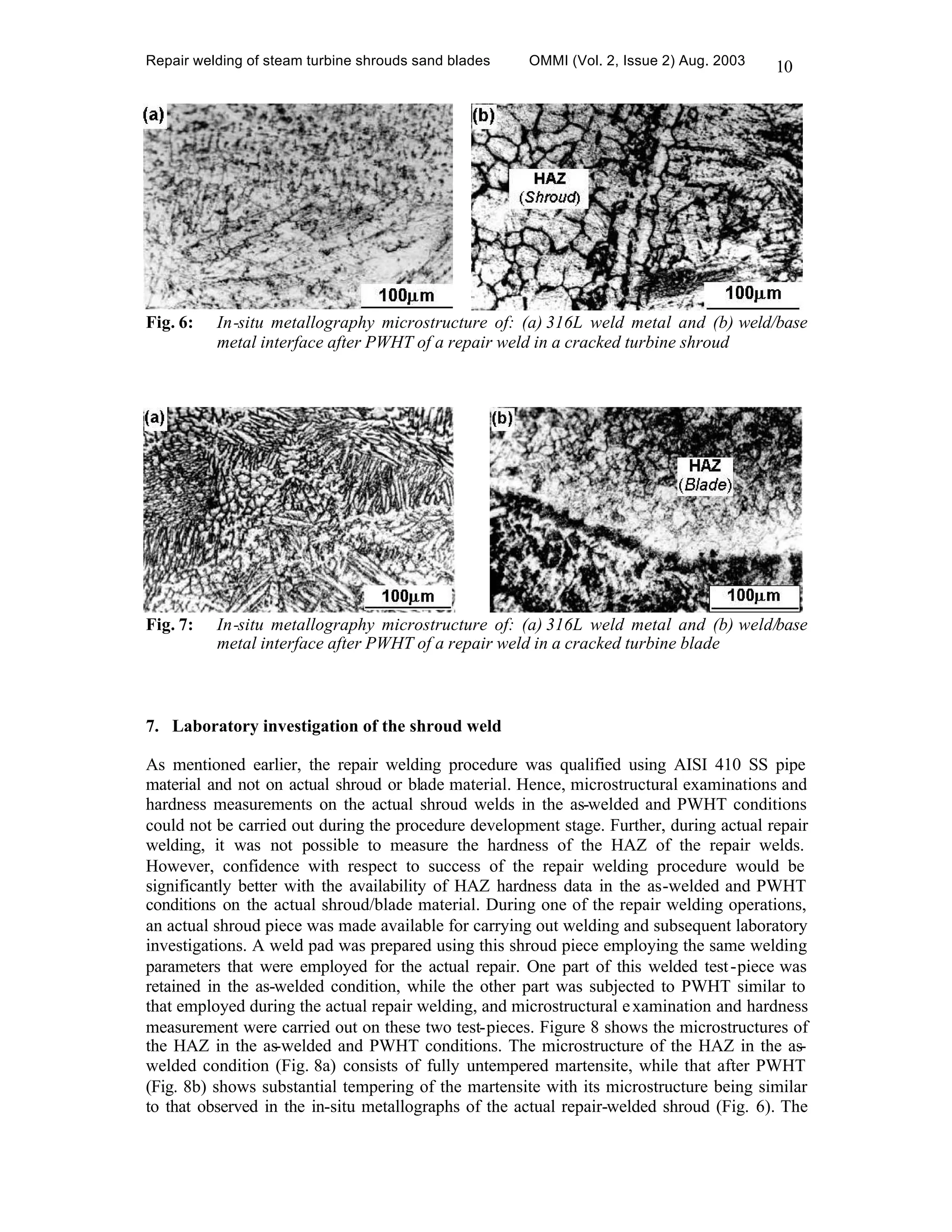 Repair welding of steam turbine shrouds and blades | PDF