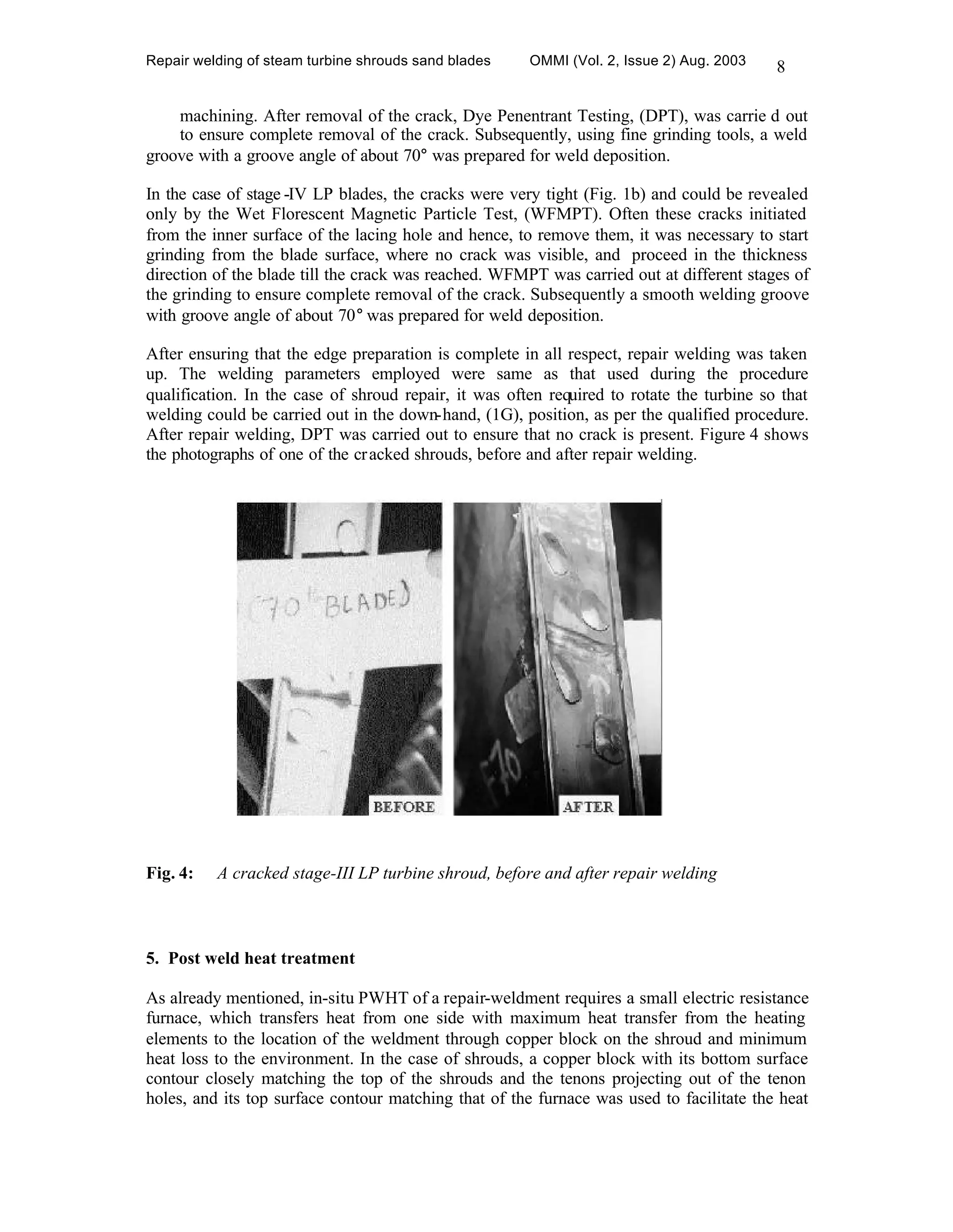 Repair welding of steam turbine shrouds and blades | PDF