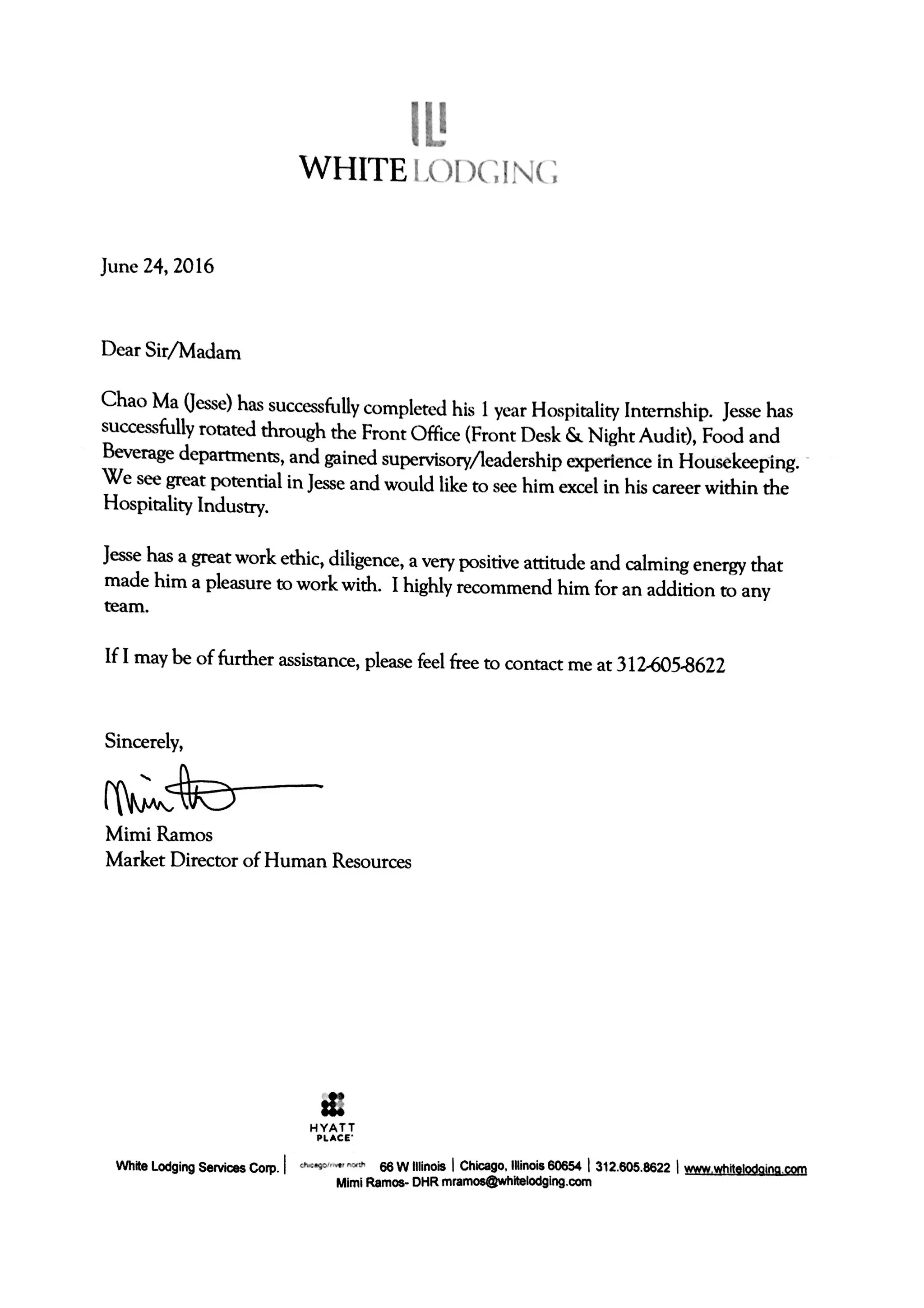 Hyatt Internship Certificate | PDF