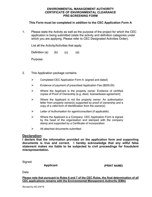 Cec application form_a | PDF