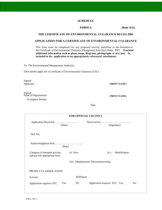 Cec application form_a | PDF