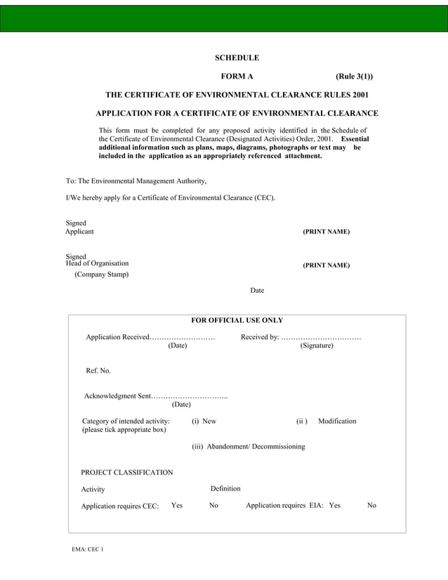 Cec application form_a | PDF