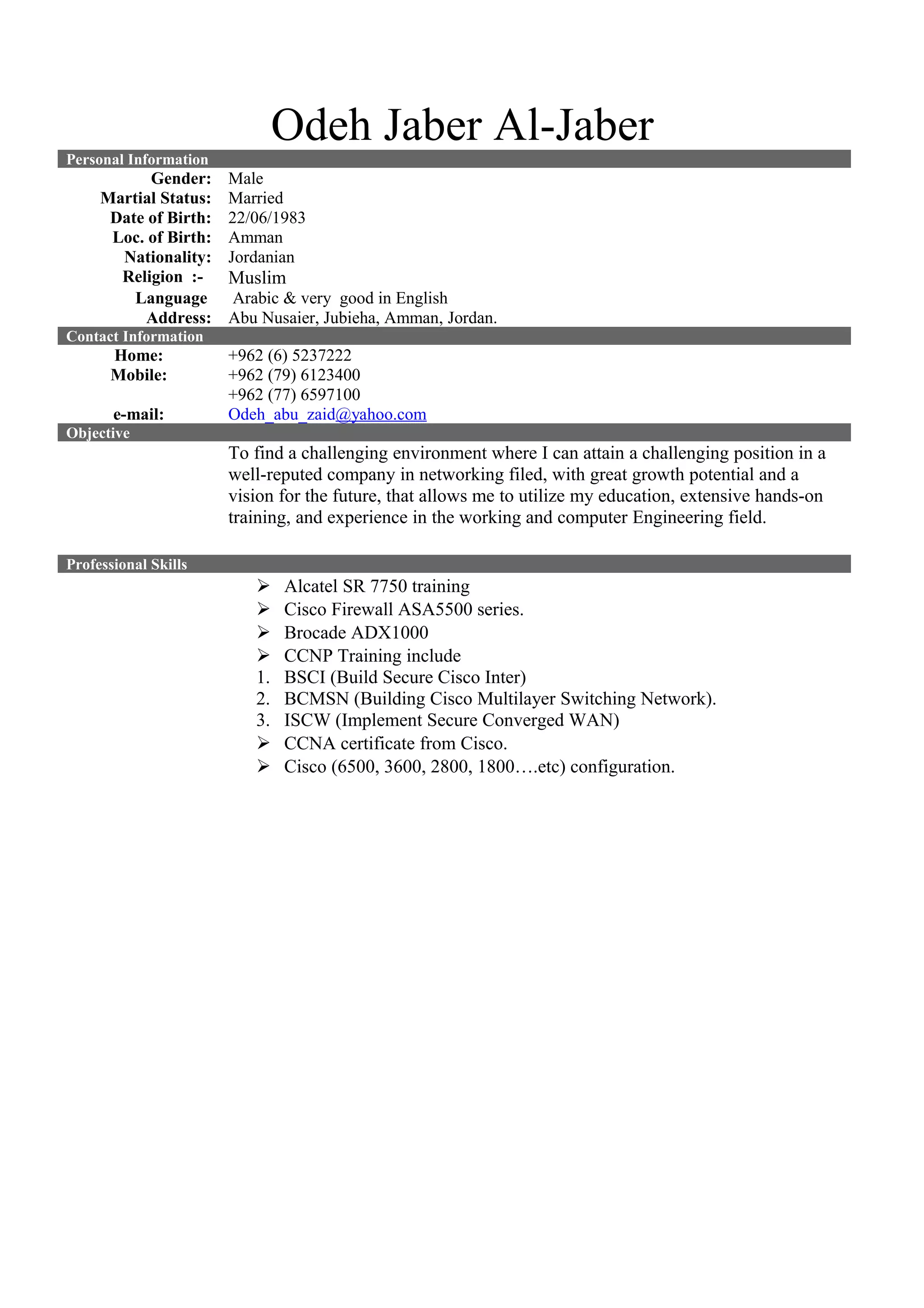 Odeh Aljaber_CV | PDF