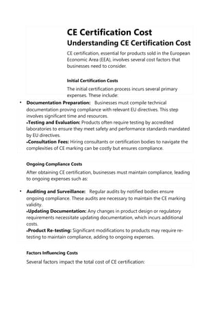 CE Certification Cost-standard fee is applied in addition to increments.ppt