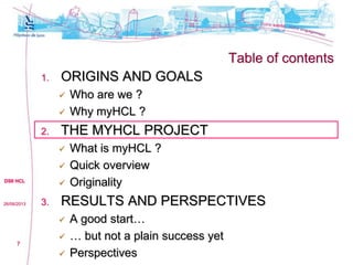 The myHCL Project by Cecile Dolla | PPTX