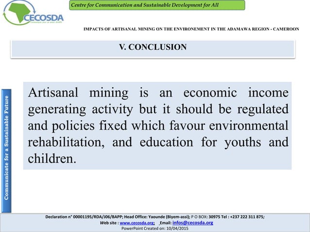 CECOSDA Effects of aluvial gold mining in the Adamawa region of ...
