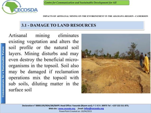 CECOSDA Effects of aluvial gold mining in the Adamawa region of ...