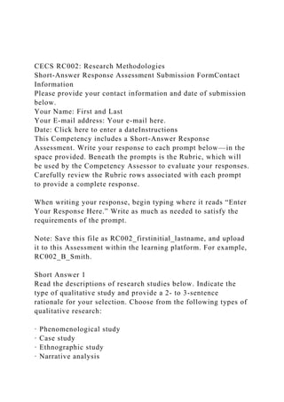 CECS RC002 Research MethodologiesShort-Answer Response Assess.docx