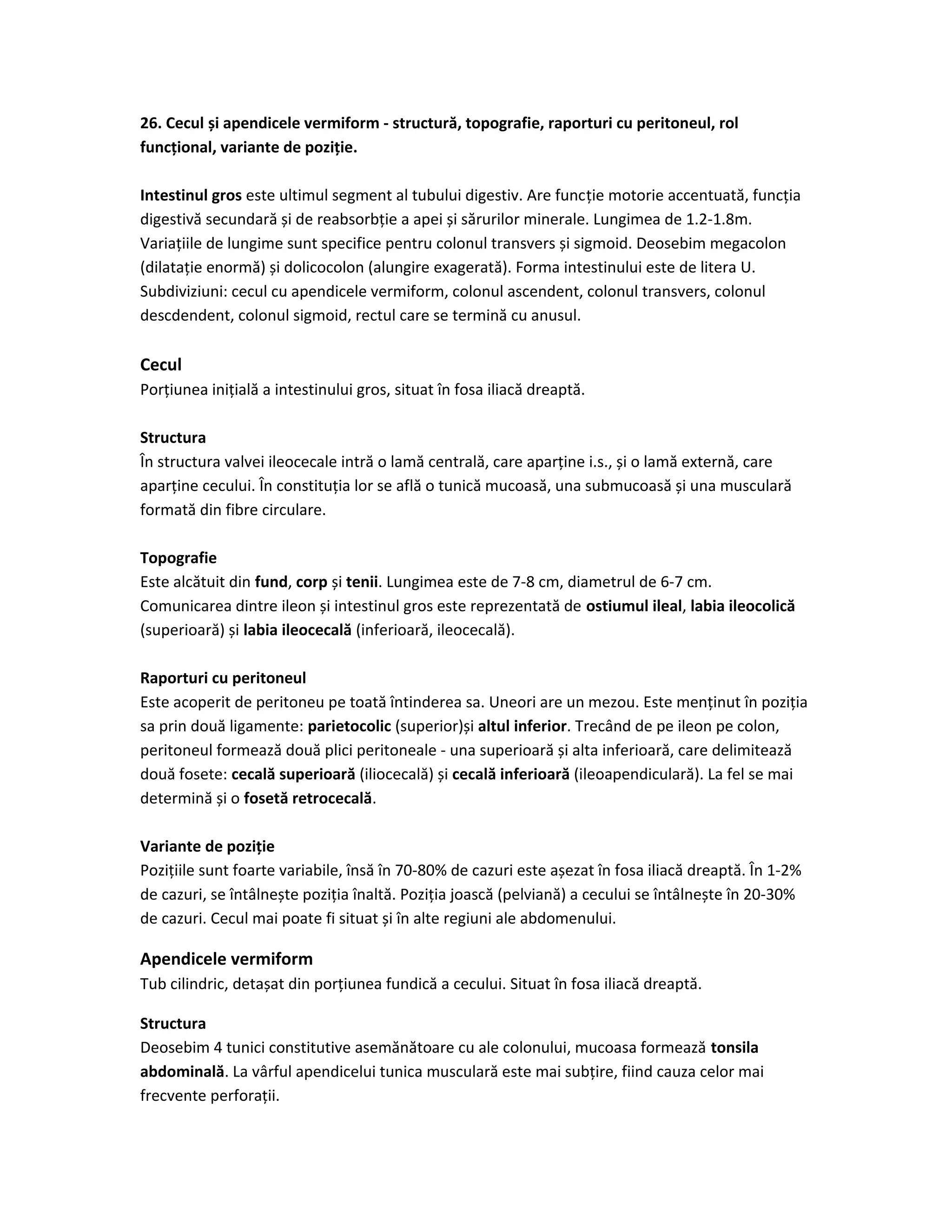 Anatomie: cecul și apendicele vermiform | RTF