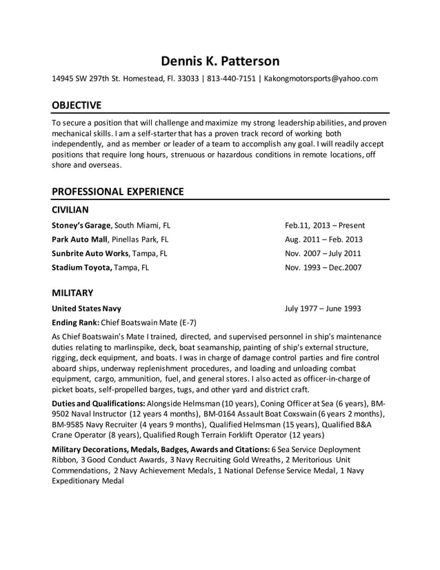 Dennis Patterson Resume | PDF