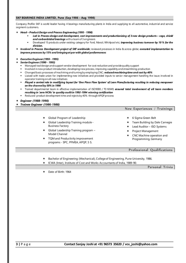 CV Sanjay Joshi 2016 | PDF