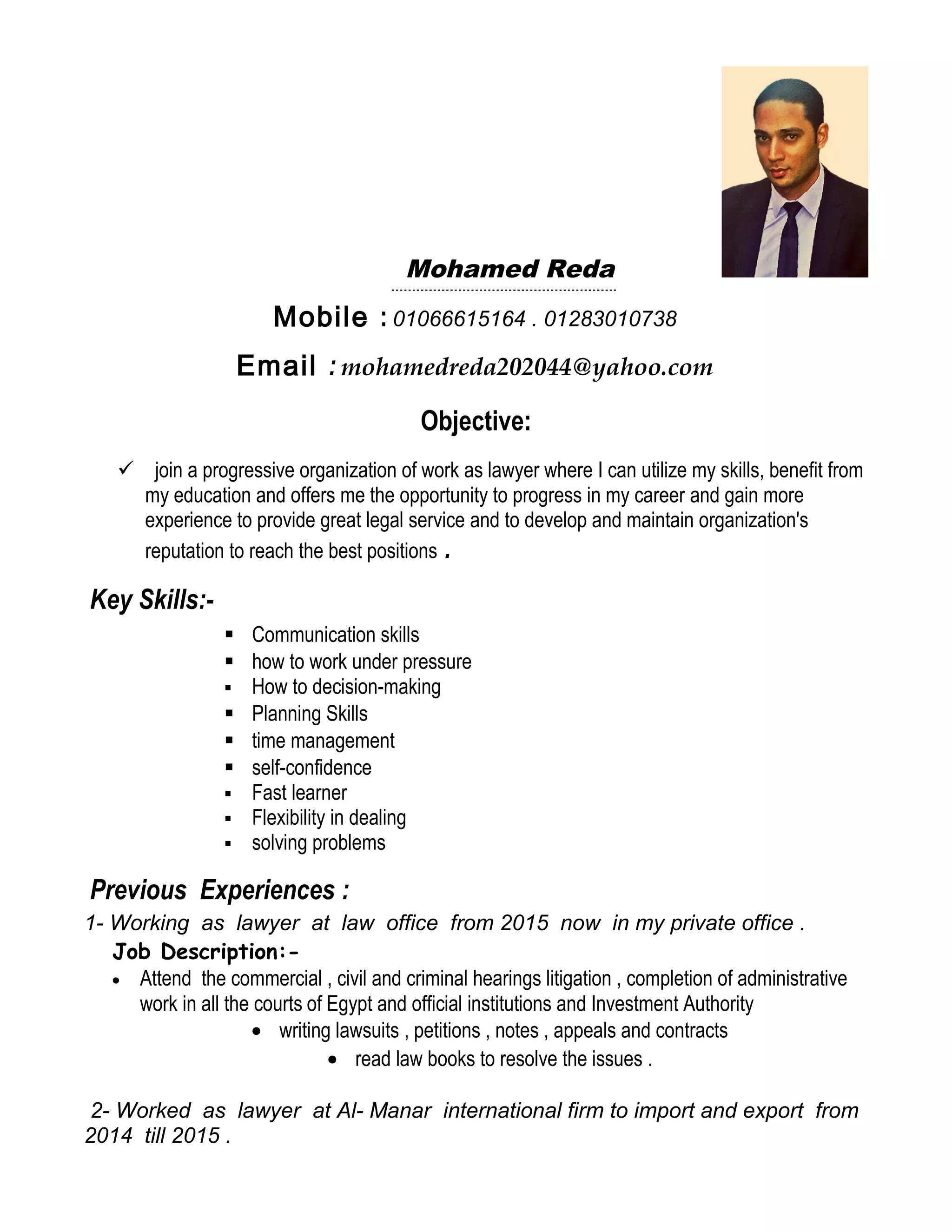 mohamed reda cv | PDF