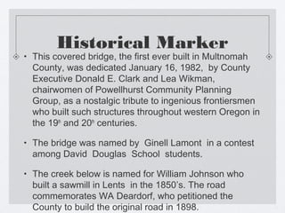 One Dry Spot : Cedar Crossing Covered Bridge | PPT