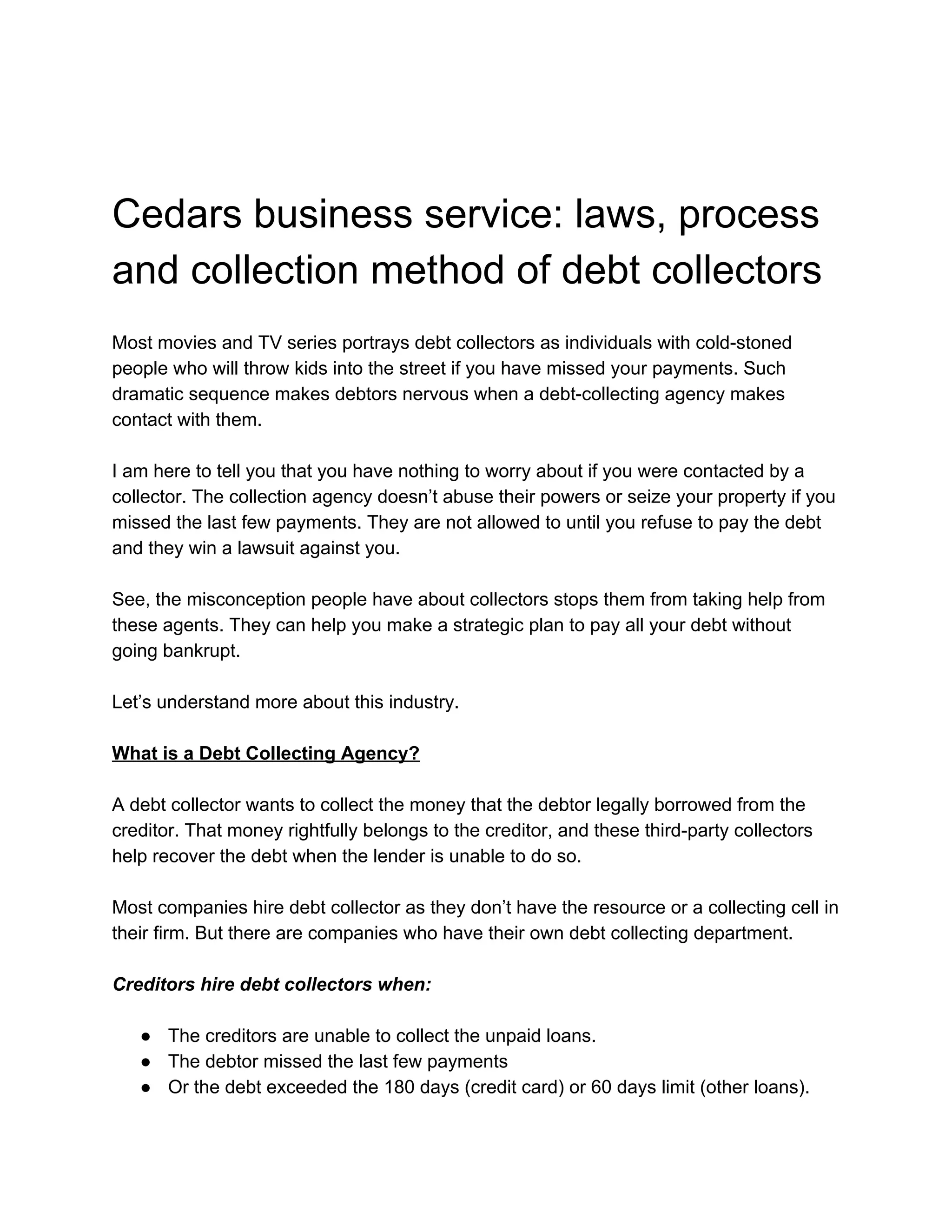 Cedars business service | PDF