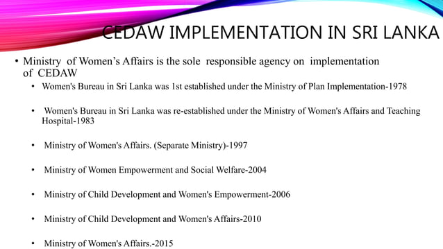 CEDAW Implementation in Sri Lanka | PPTX