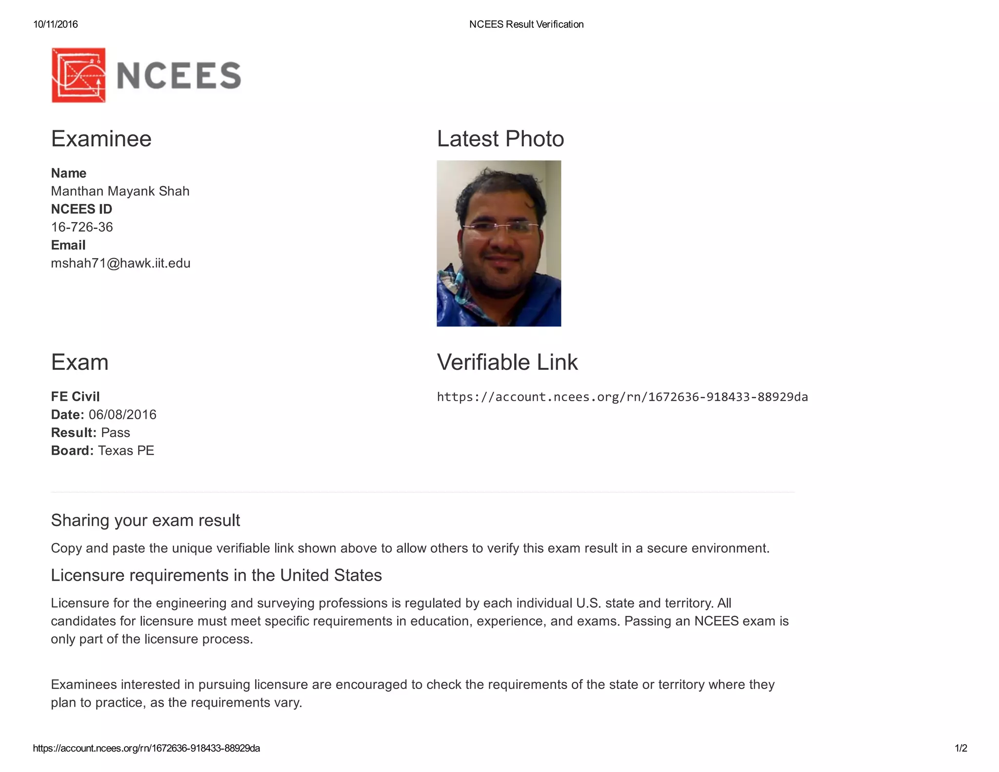 NCEES Result Verification | PPT