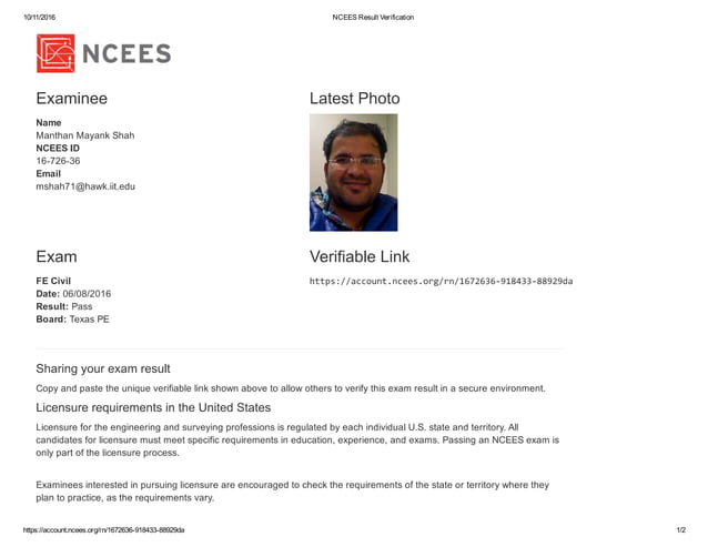 NCEES Result Verification | PPT