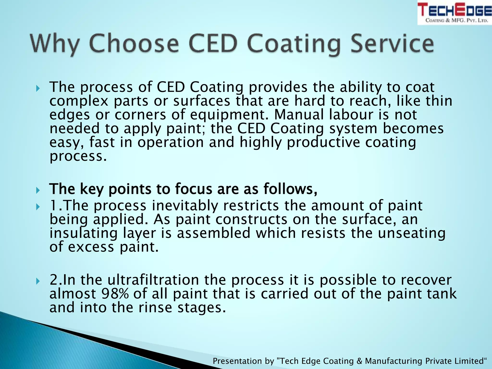 Advantages of CED Coating Service | PPTX