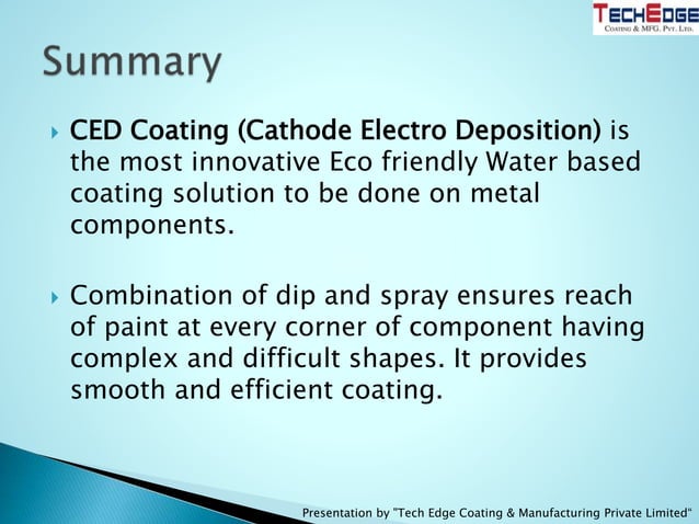 Advantages of CED Coating Service | PPTX