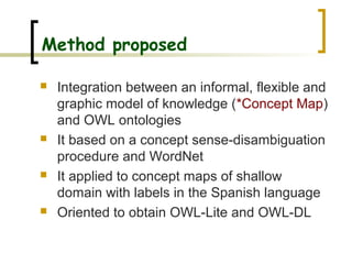 Method for ontology generation from concept maps in shallow domains | PPT