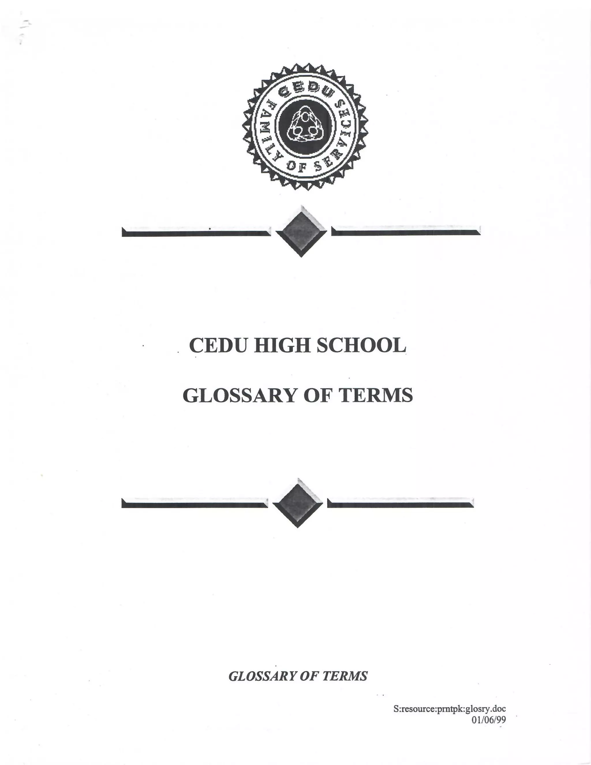 CEDU High School Glossary of Terms | PDF