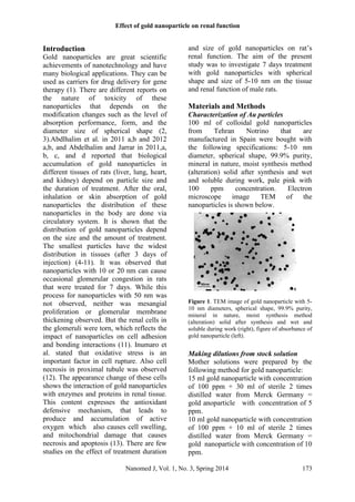 The effect of gold nanoparticle on renal function in rats | PDF