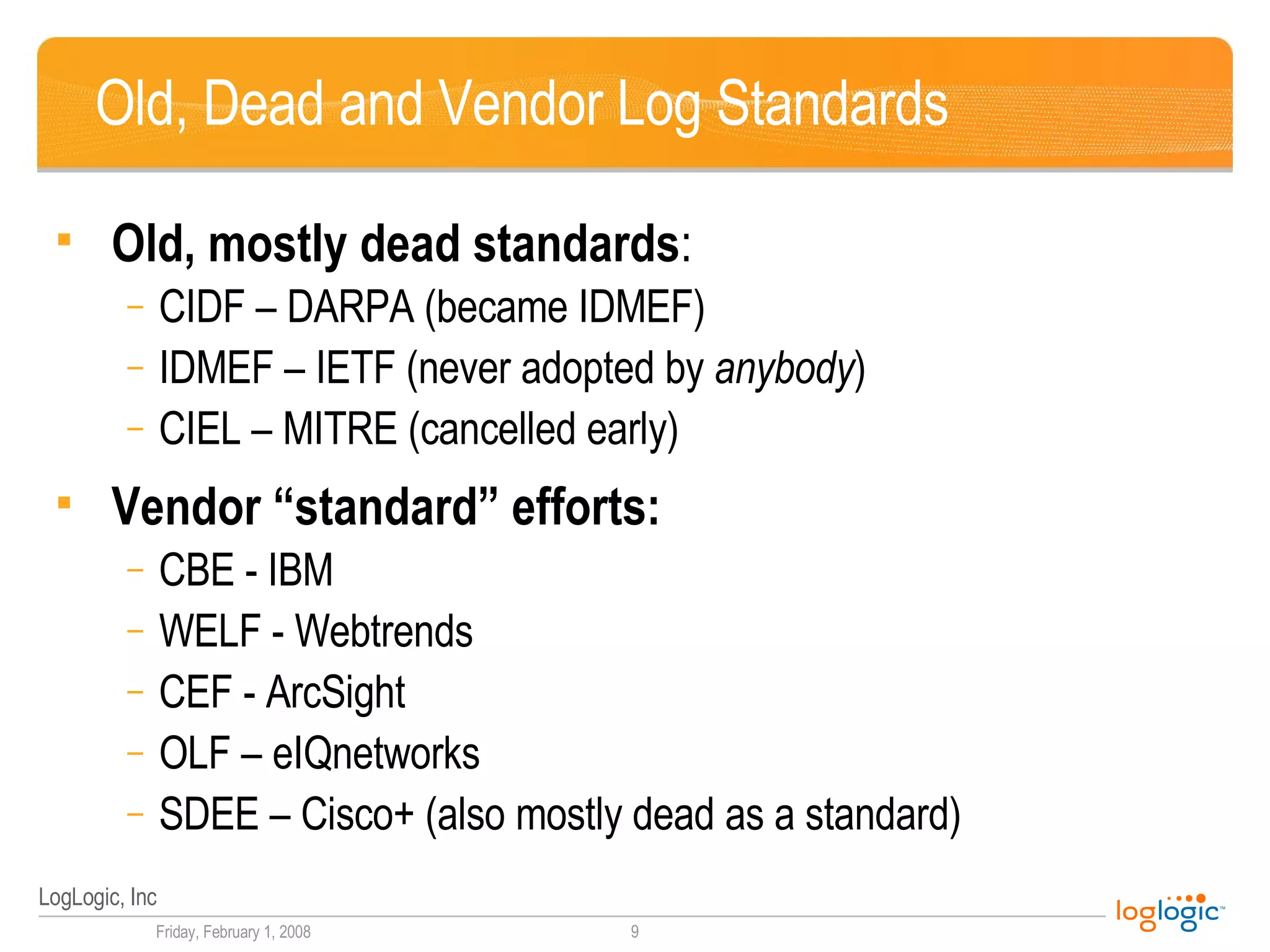 CEE Logging Standard: Today and Tomorrow | PPT