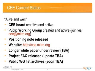 CEE Logging Standard: Today and Tomorrow | PPT