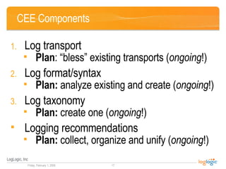 CEE Logging Standard: Today and Tomorrow | PPT