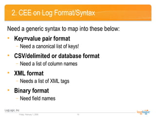CEE Logging Standard: Today and Tomorrow | PPT