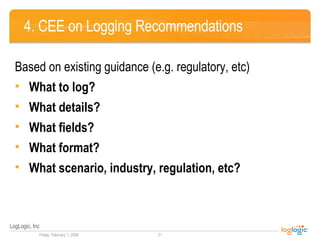 CEE Logging Standard: Today and Tomorrow | PPT