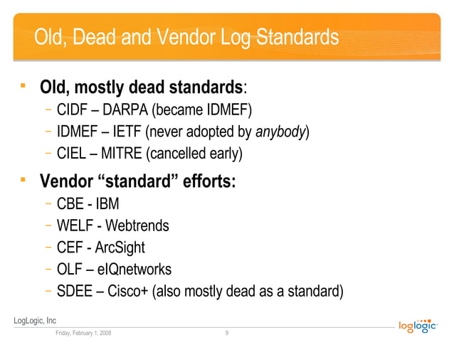 CEE Logging Standard: Today and Tomorrow | PPT | Computing | Technology & Computing