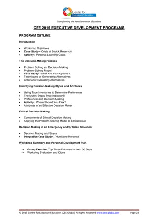 CEE 2015 Directory of Executive Development Programmes | PDF