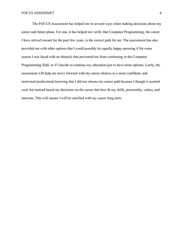 FOCUS Assessment | PDF