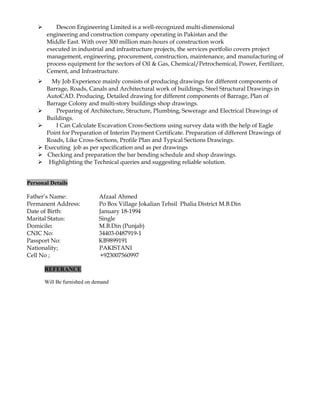 Arslan Raza-Area Engineer-Civil | PDF