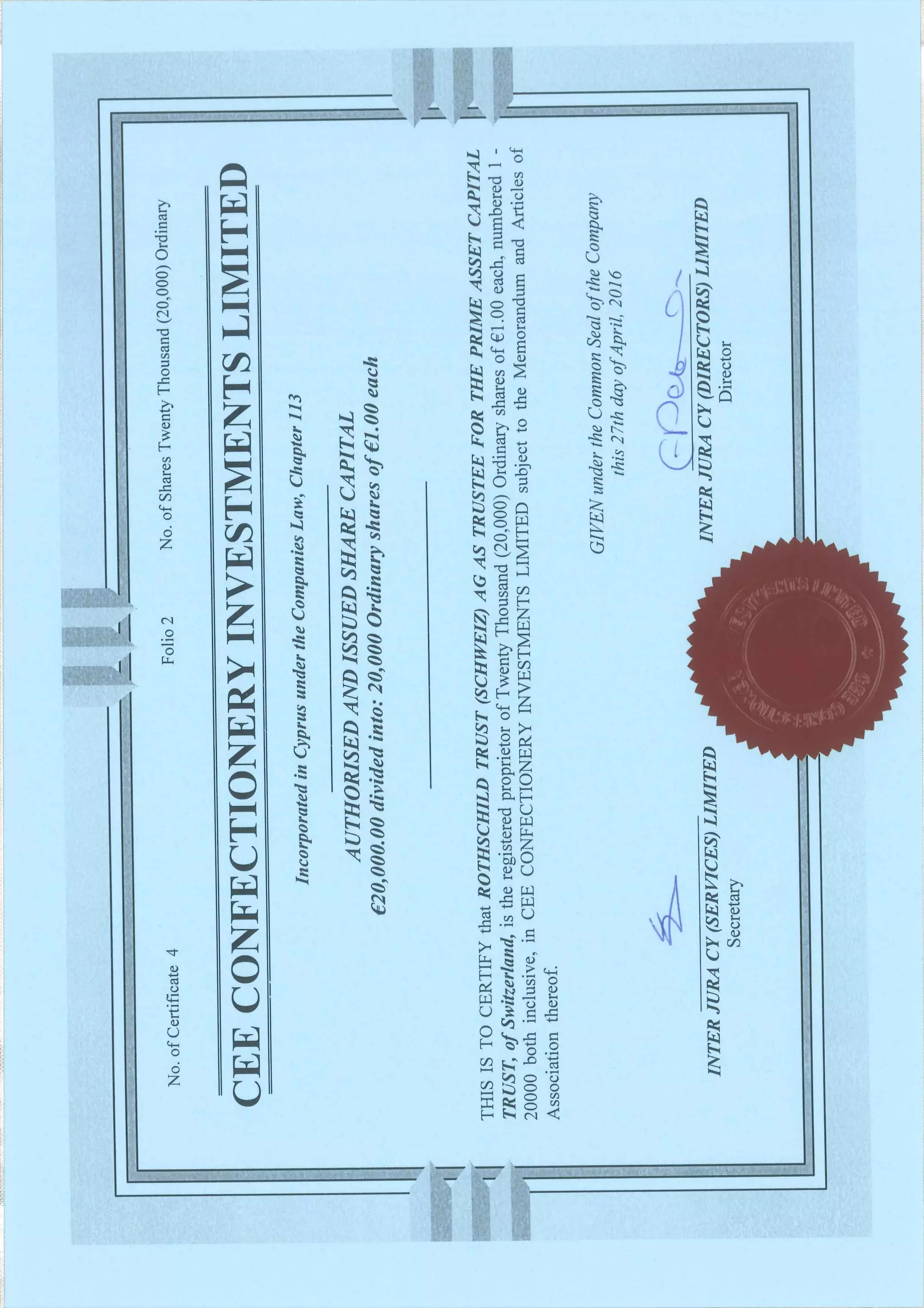 CEE CIL - Share Certificate Rothschild | PDF