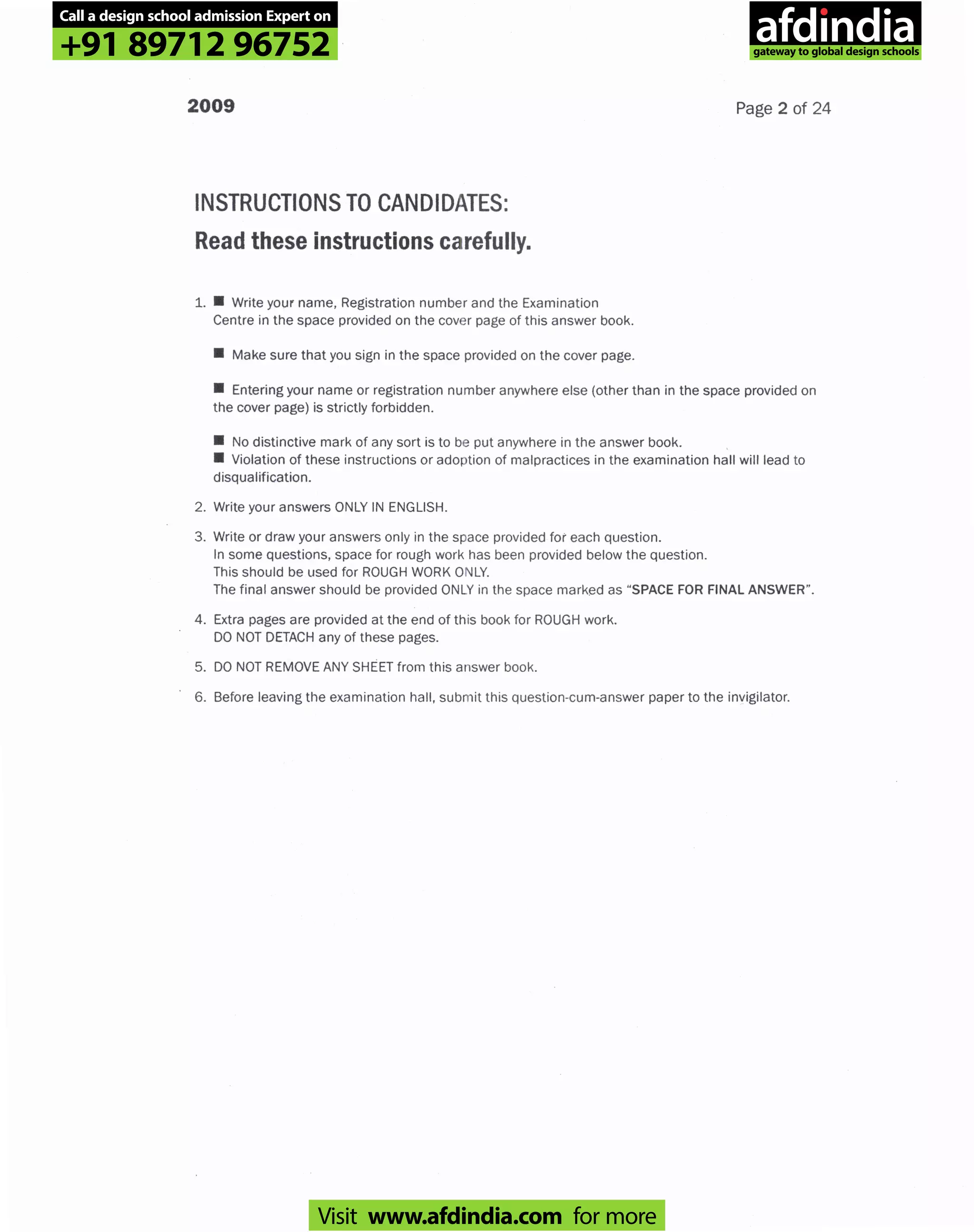 Ceed 2009-past-question-paper | PDF