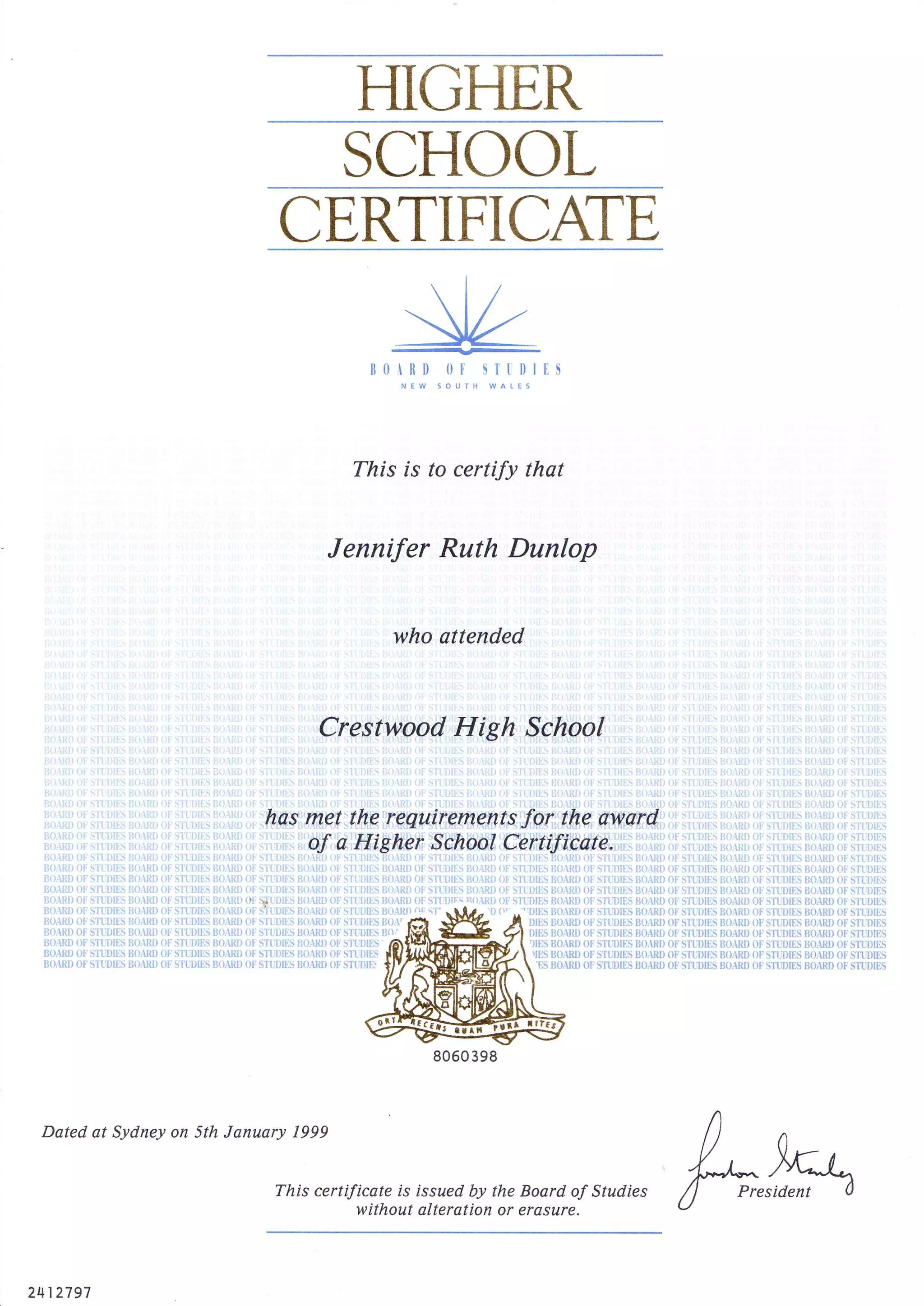 High School Certificate Pdf