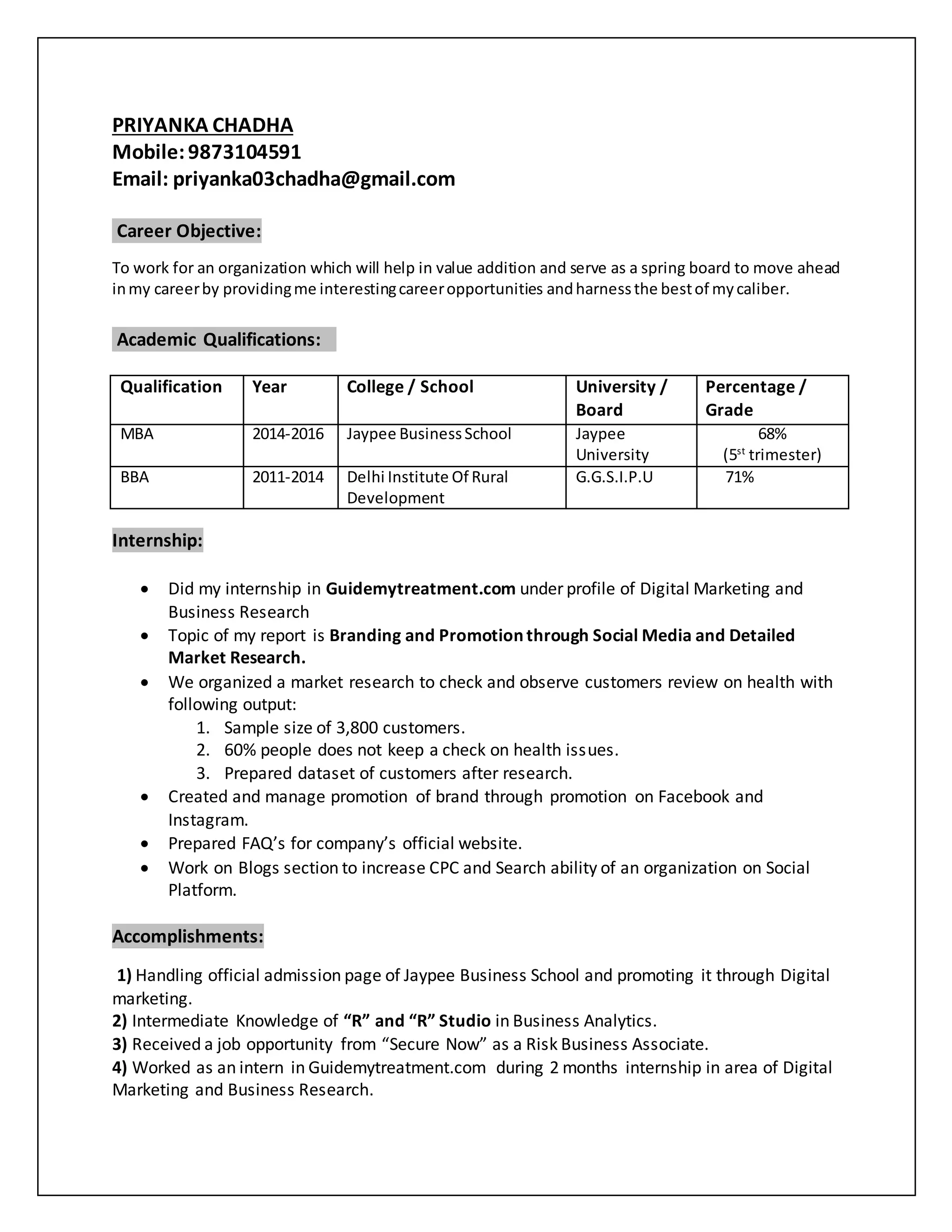 priyanka resume | DOCX