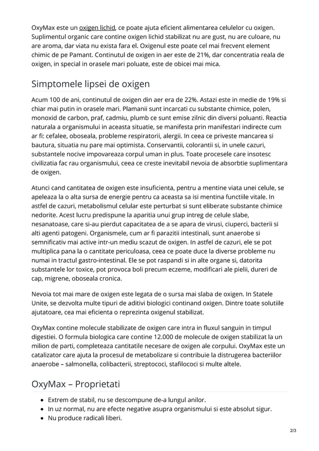 Ce efecte are OxyMax oxigen lichid stabilizat asupra sanatatii noastre ...