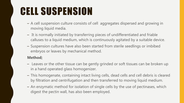 Cell suspension | PPTX | Biological Sciences | Science