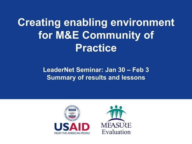 Creating Enabling Environments for M&E (CEEME) Seminar | PPT