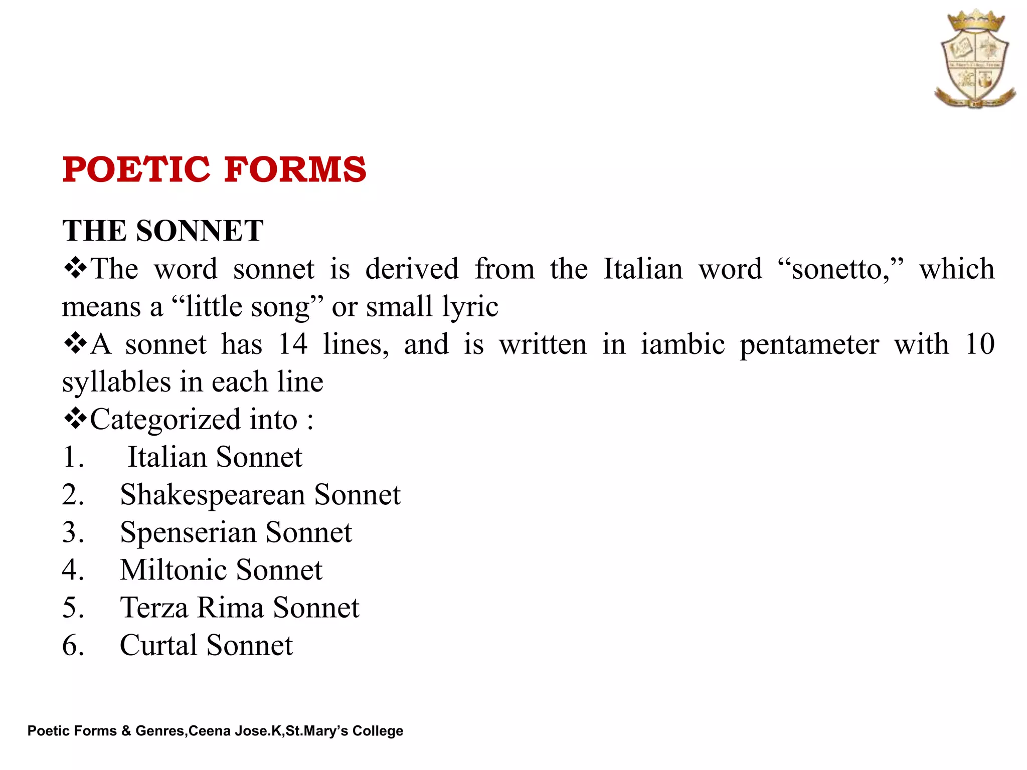 English Poetry: Poetic Forms & Genres | PPTX