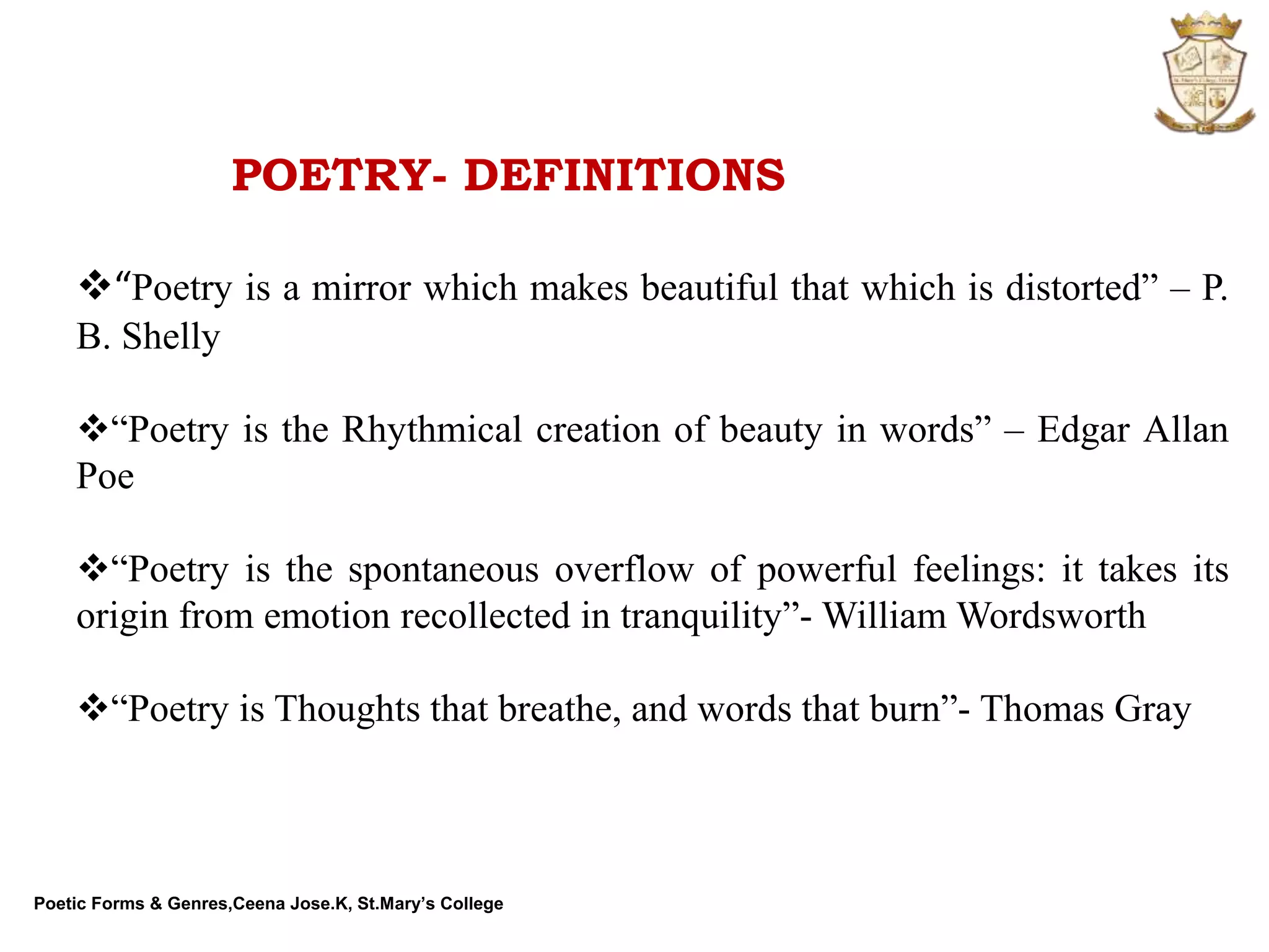 English Poetry: Poetic Forms & Genres | PPTX