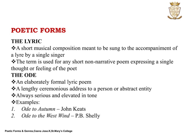 English Poetry: Poetic Forms & Genres | PPTX | Poetry | Books and ...