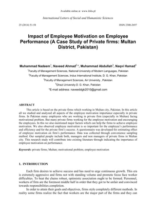 Impact of Motivation on Performance | PDF