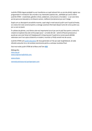 Ce este educația STEM. | DOCX