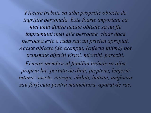 Ce este igiena personala | PPTX