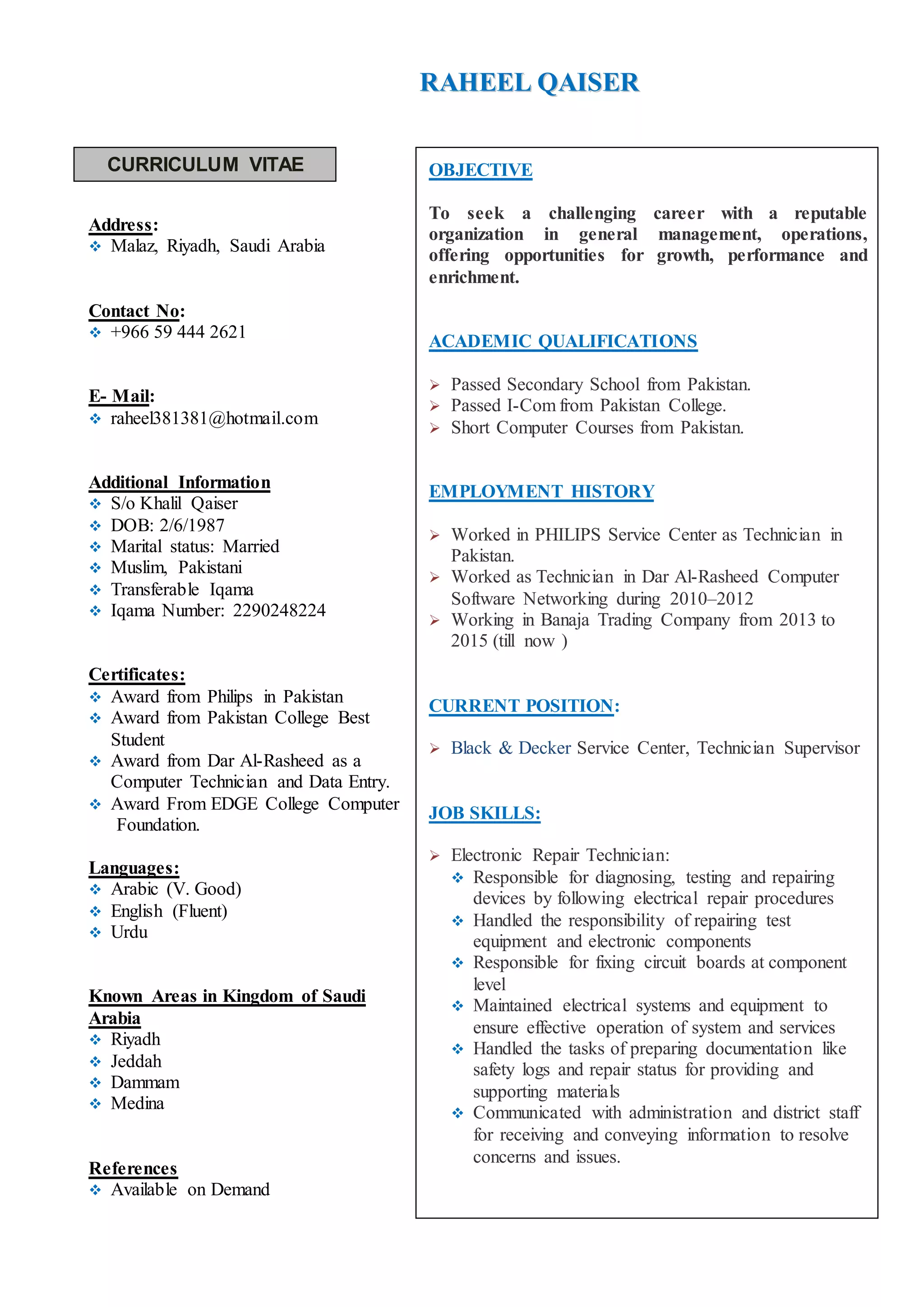 Raheel Resume | DOCX