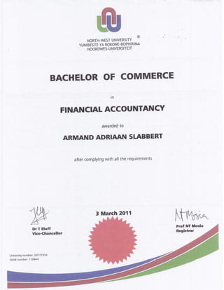 Certificate of Bachelor of commerce | PDF